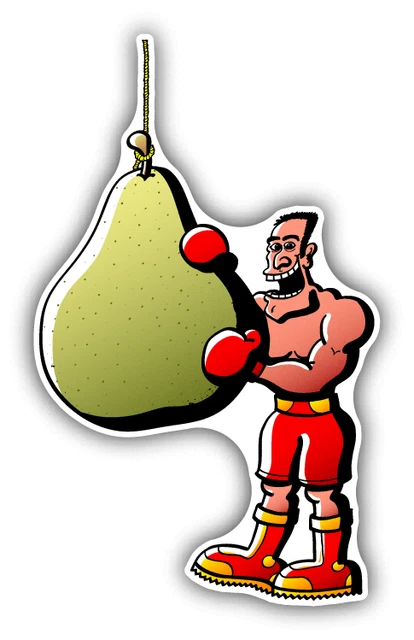 DOPASTICKER Smiling Boxer Pear Fruit Boxing Bag Car Sticker Phone Decal ...