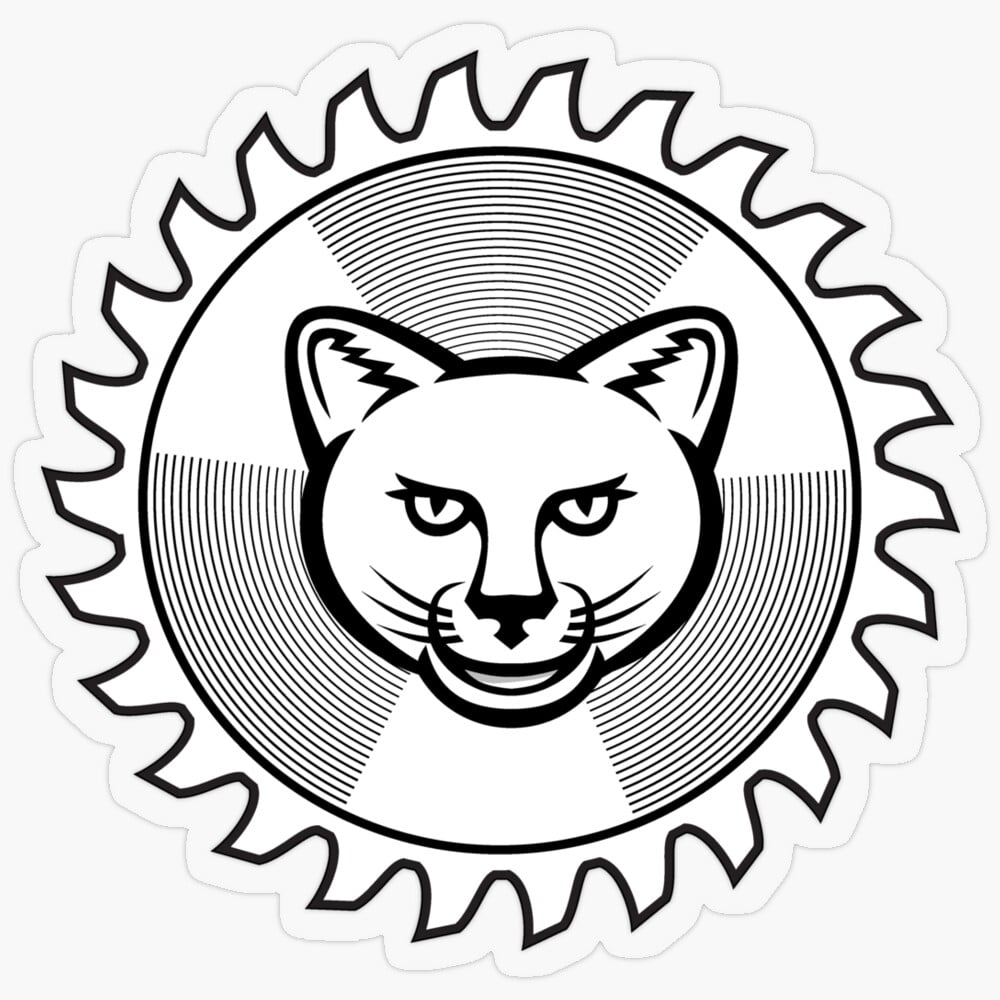DOPASTICKER Smiling Cougar Circular Saw Blade Icon Retro Transparent ...