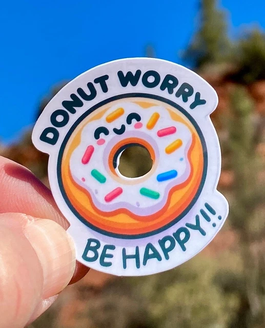 DOPASTICKER Smiling Donut Sticker, Gift, Colorful, Pun, Birthday, Decal ...