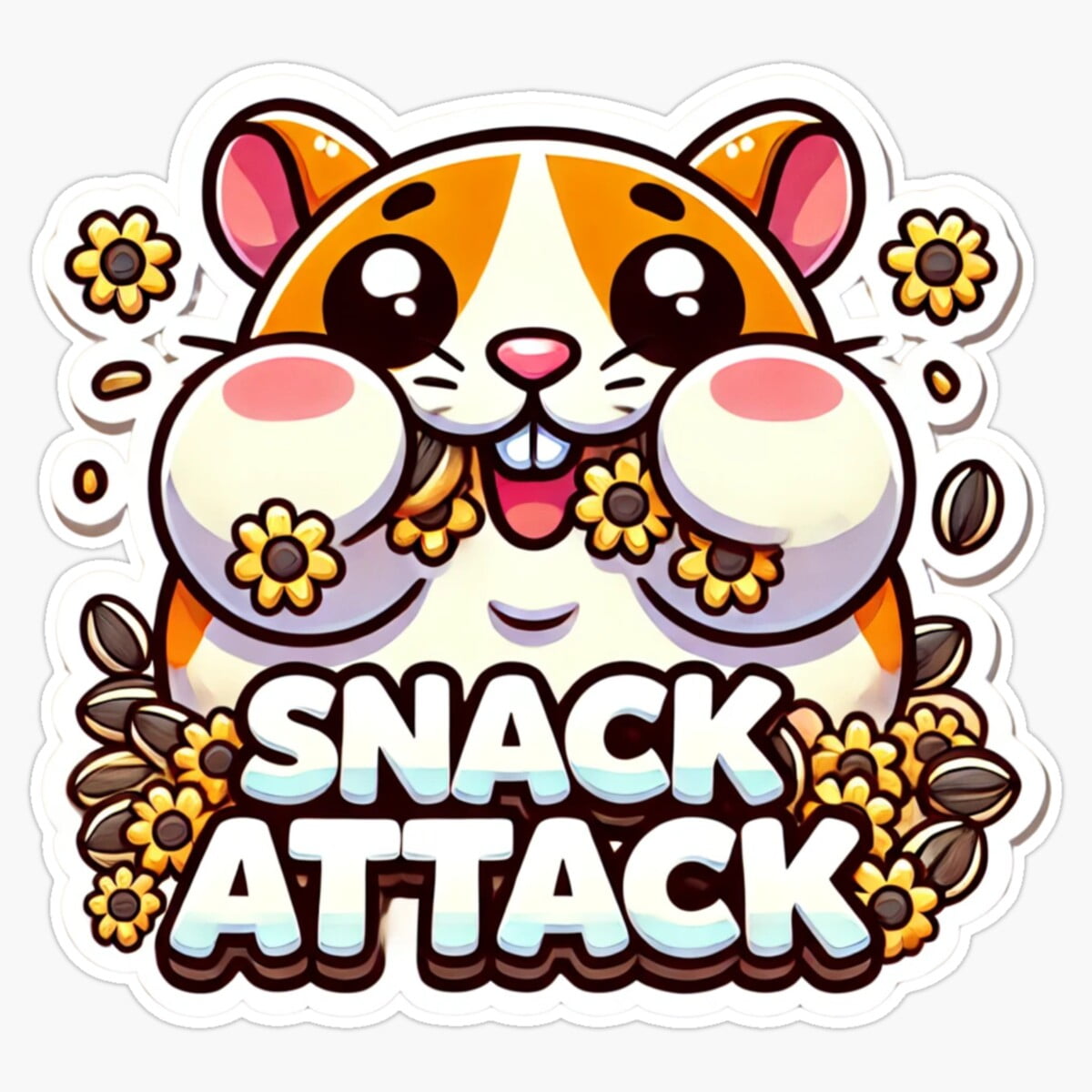 DOPASTICKER Snack Attack Cute Hamster Sticker, Phone Sticker Car ...