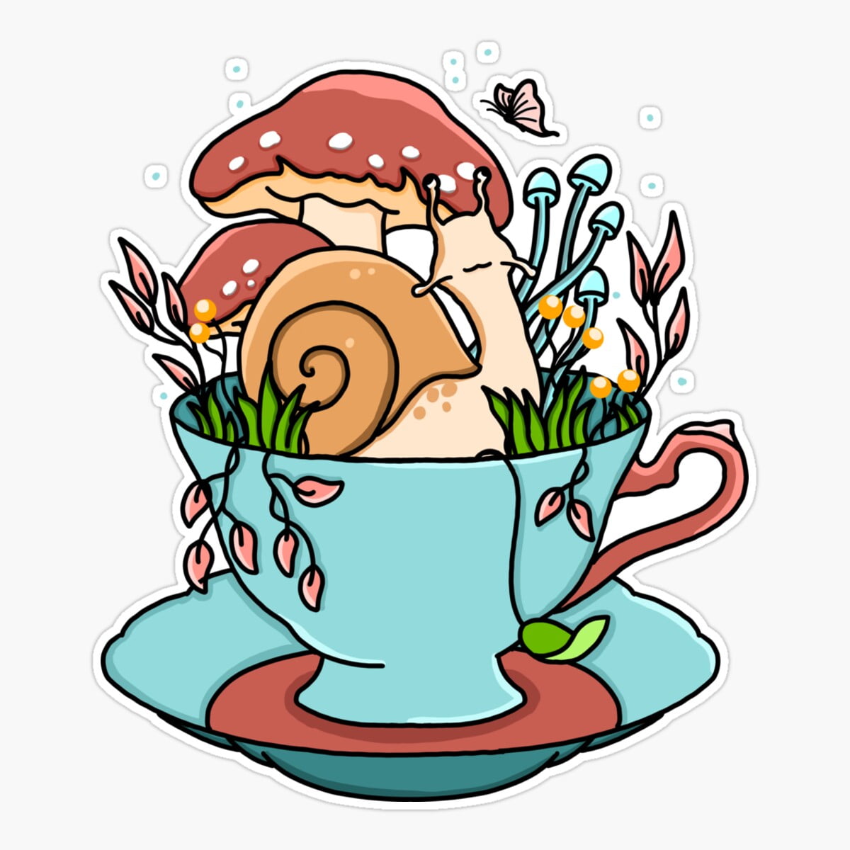 DOPASTICKER Snail Tea Cup Sticker, Phone Sticker Car Stickers, Birthday ...