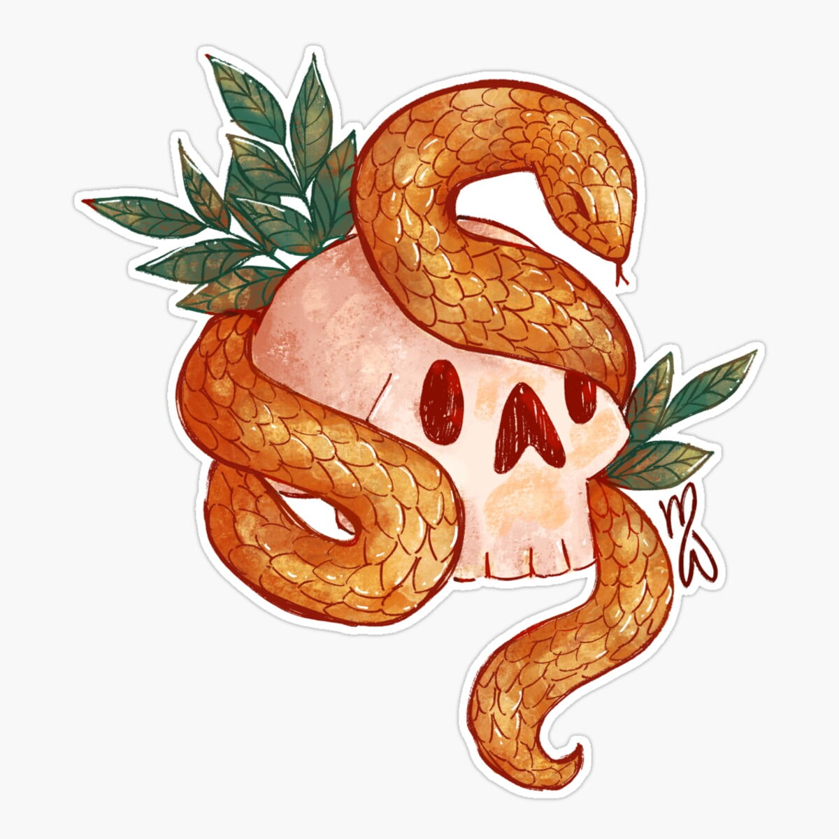 DOPASTICKER Snake And Skull Sticker, Phone Sticker Car Stickers ...