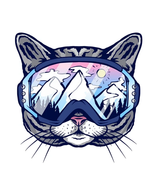 DOPASTICKER Snow Cat Sticker Cute Snowboard Ski Winter Attitude Pet ...