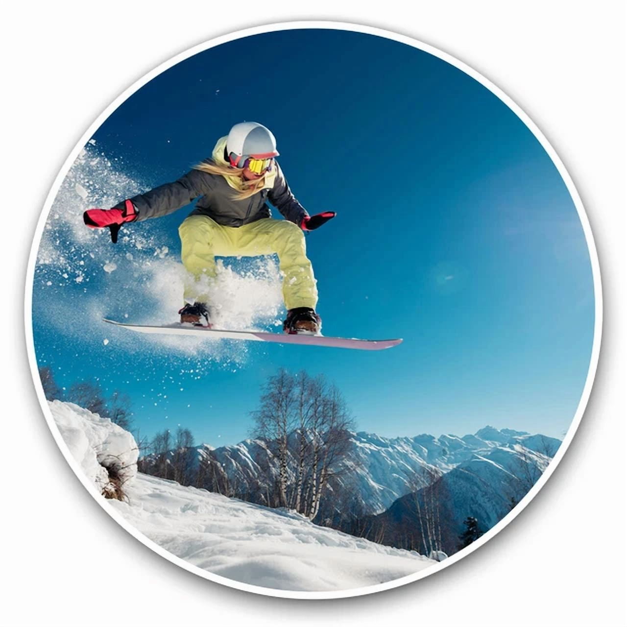 DOPASTICKER Snowboarding Girl Mountain Snow Cool Gift Decorative Laptop ...