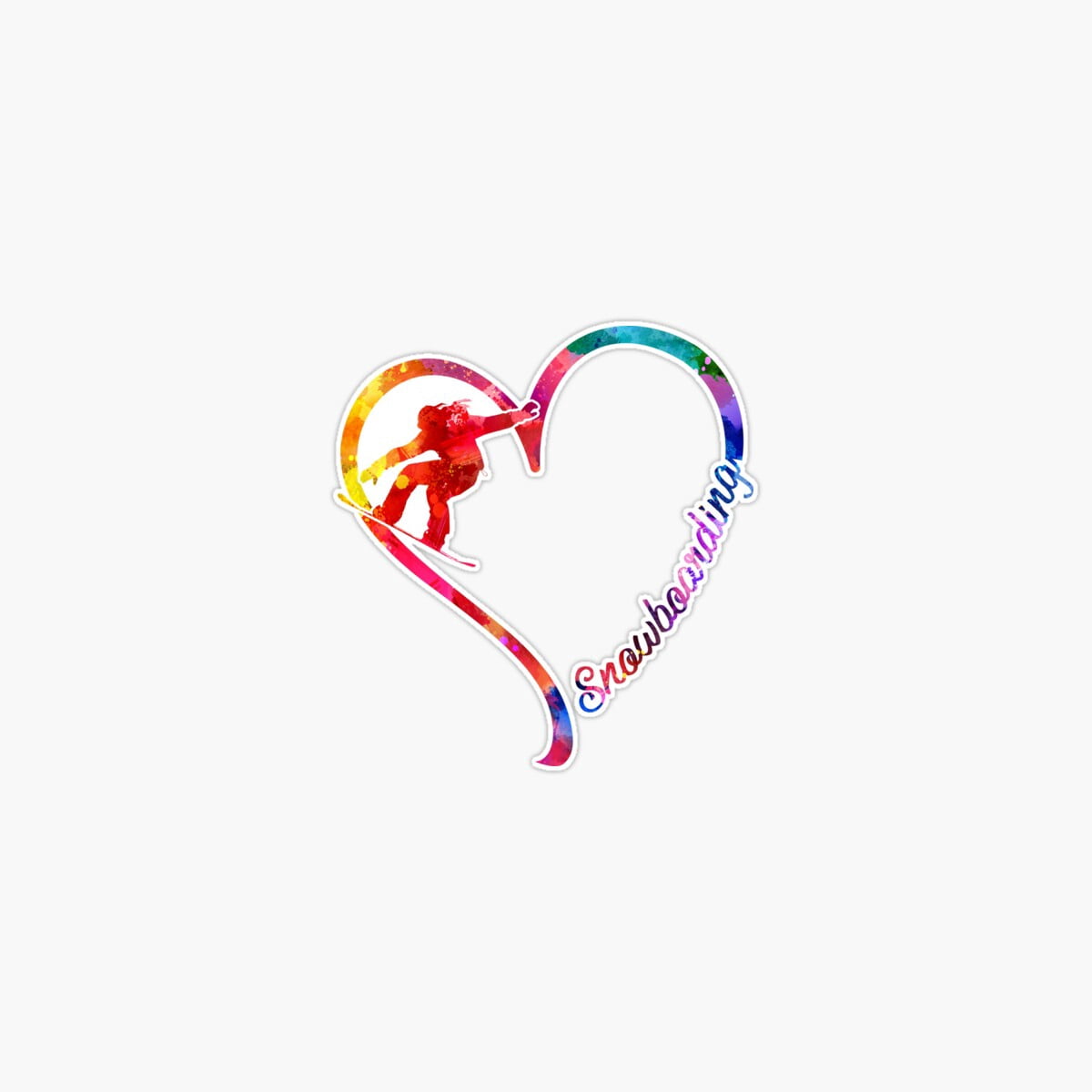 DOPASTICKER Snowboarding Heart Sticker, Phone Sticker Water Bottle ...