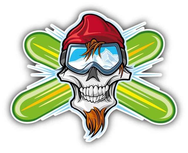 DOPASTICKER Snowboarding Skull Sticker Decal Phone Decal Water Bottle ...