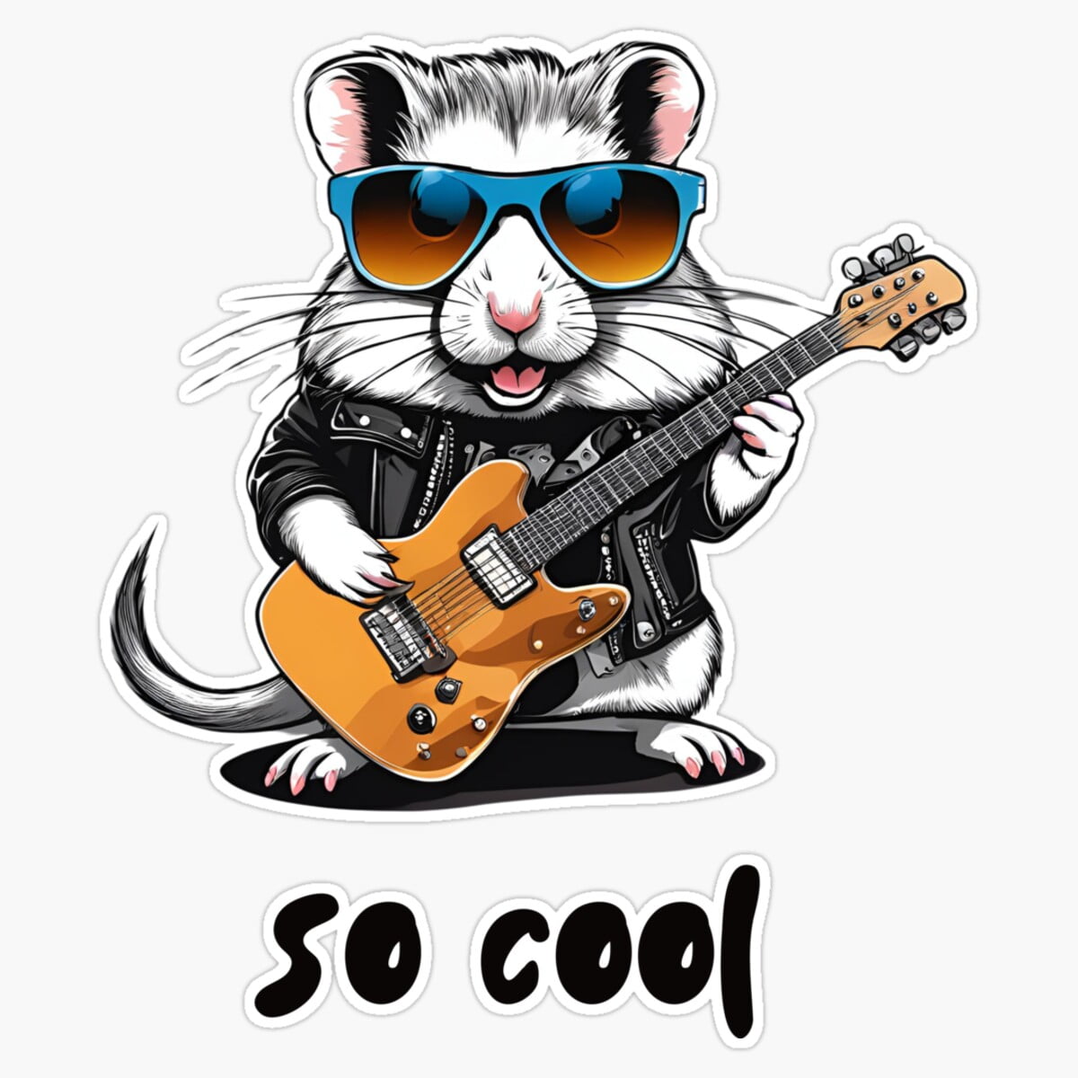 DOPASTICKER So Cool Hamster Rock Star Sticker, Phone Sticker Car ...