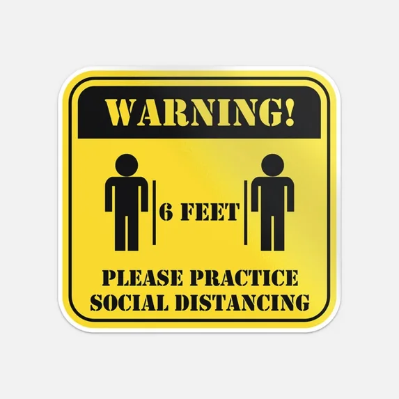 DOPASTICKER Social Distance Warning Sticker Decal Phone Decal Water ...