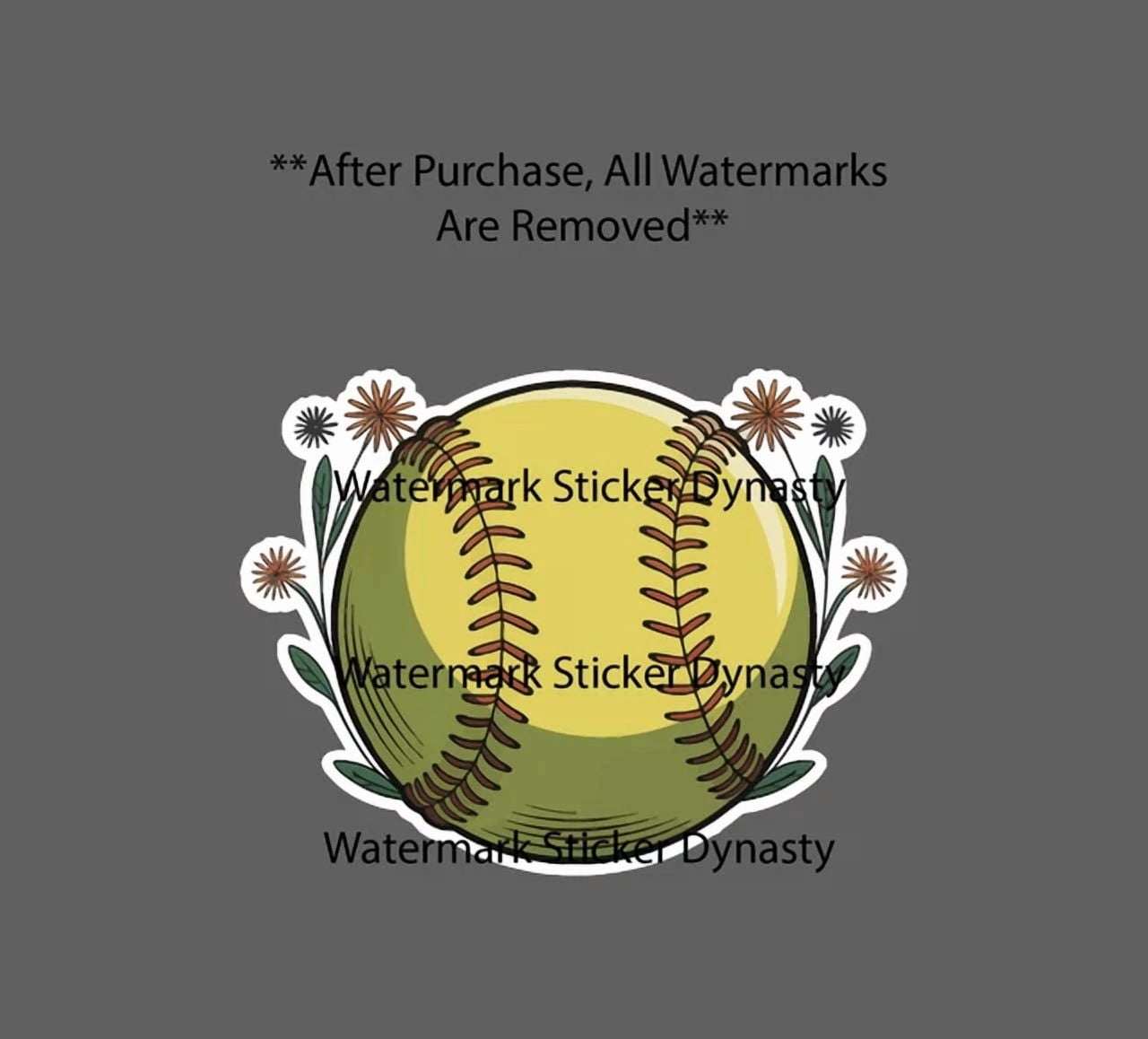 DOPASTICKER Softball Sticker Flower Floral Sports Game College Sticker ...