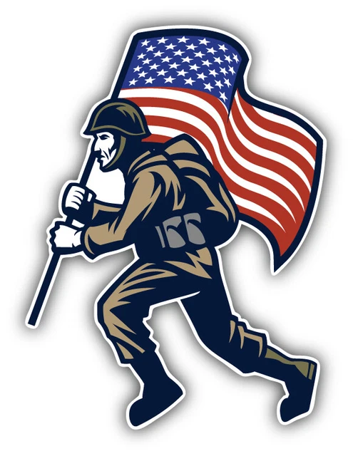 DOPASTICKER Soldier Usa World Flag Sticker Decal Phone Decal Water ...
