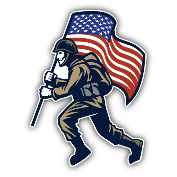 DOPASTICKER Soldier Usa World Flag Sticker Decal Phone Decal Water ...