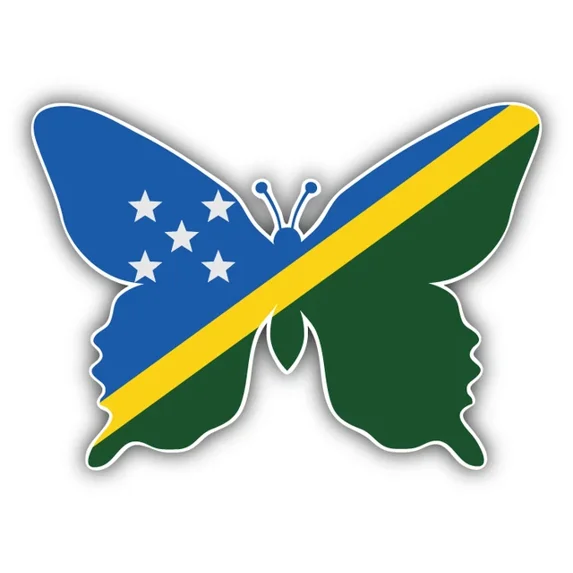 DOPASTICKER Solomon Islands Flag Butterfly Sticker Decal Phone Decal ...