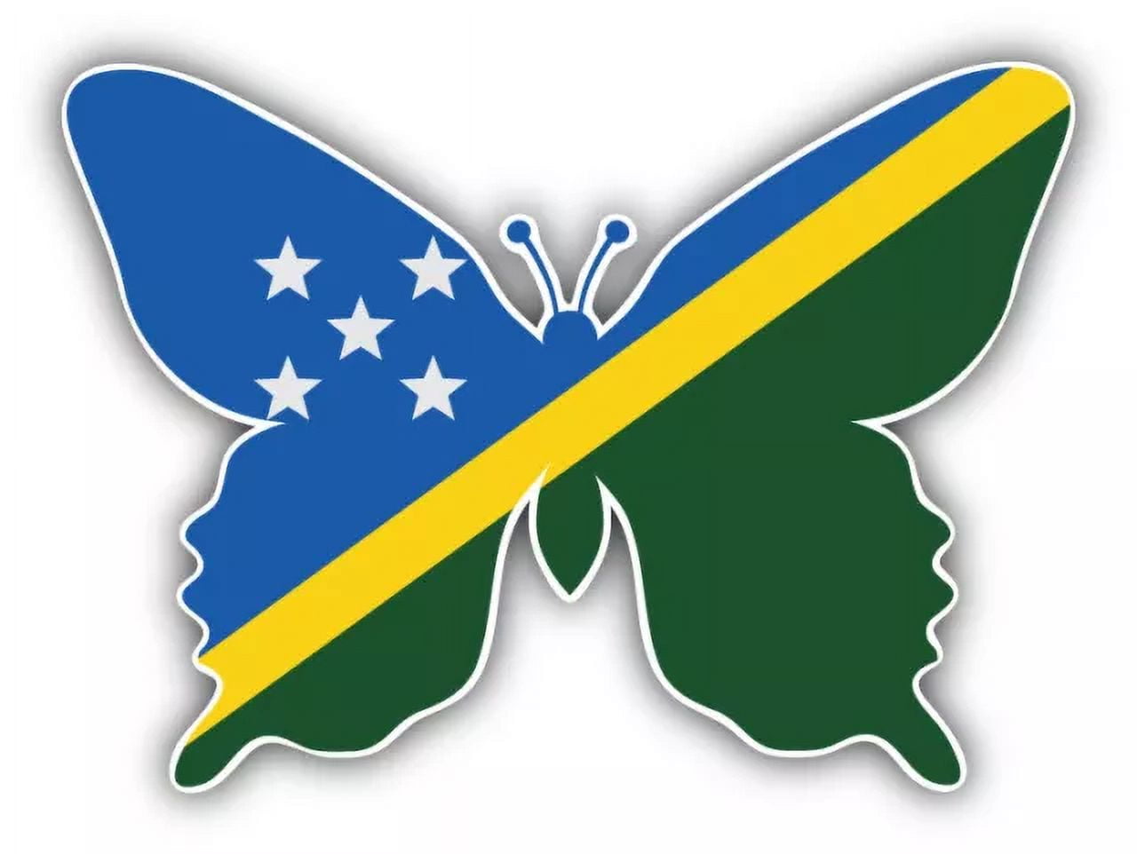 DOPASTICKER Solomon Islands Flag Butterfly Sticker Decal Phone Decal ...