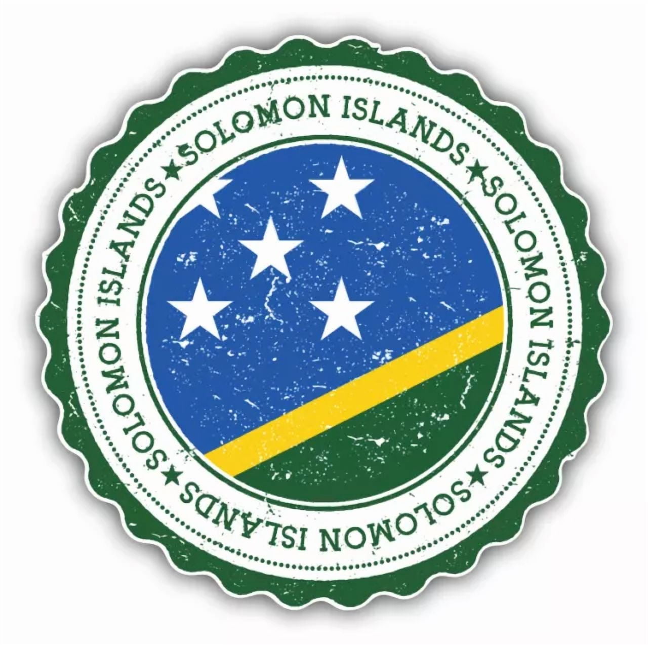 DOPASTICKER Solomon Islands Flag Grunge Rubber Sticker Decal Phone ...