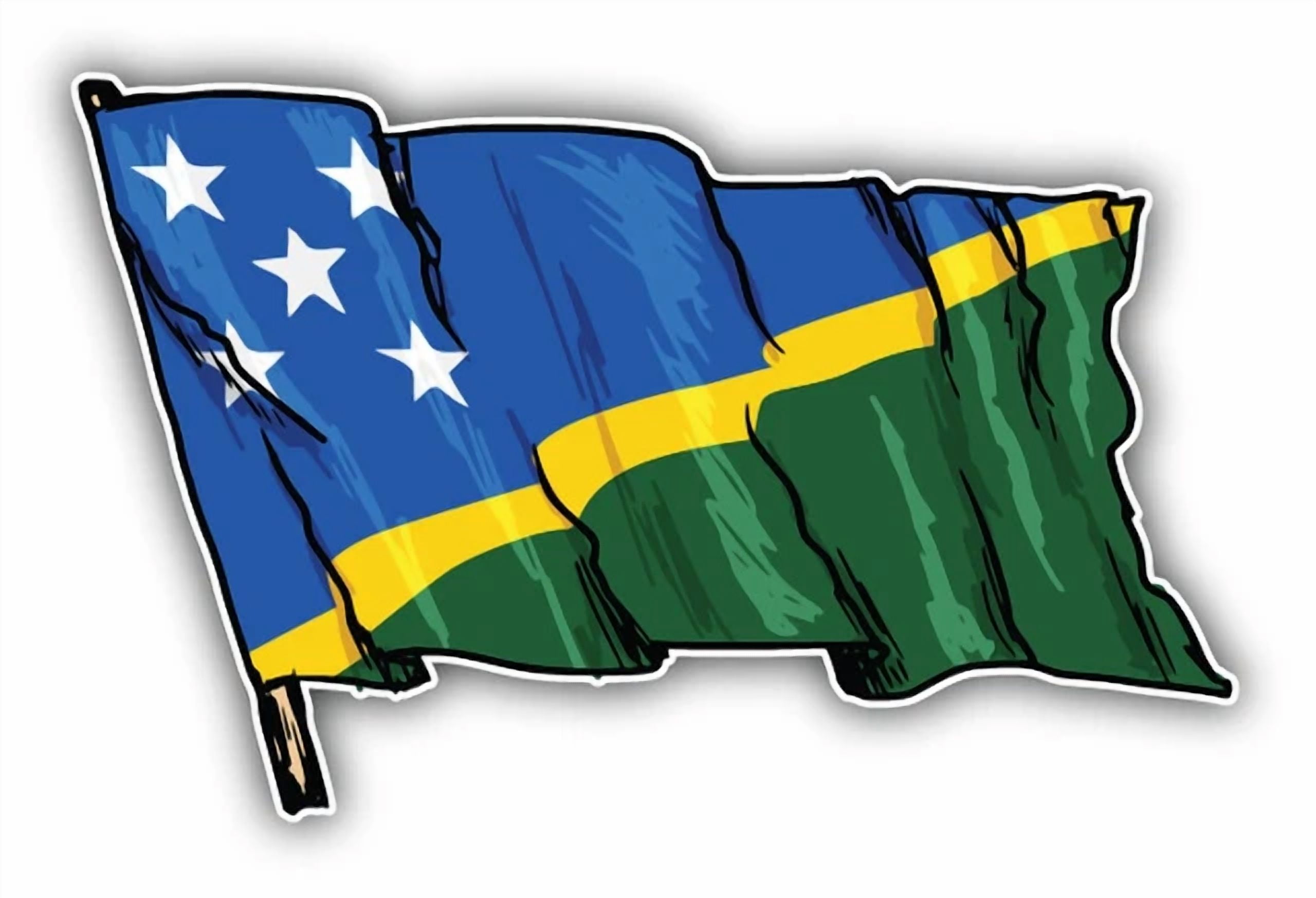 DOPASTICKER Solomon Islands Waving Flag Sketch Sticker Decal Phone ...