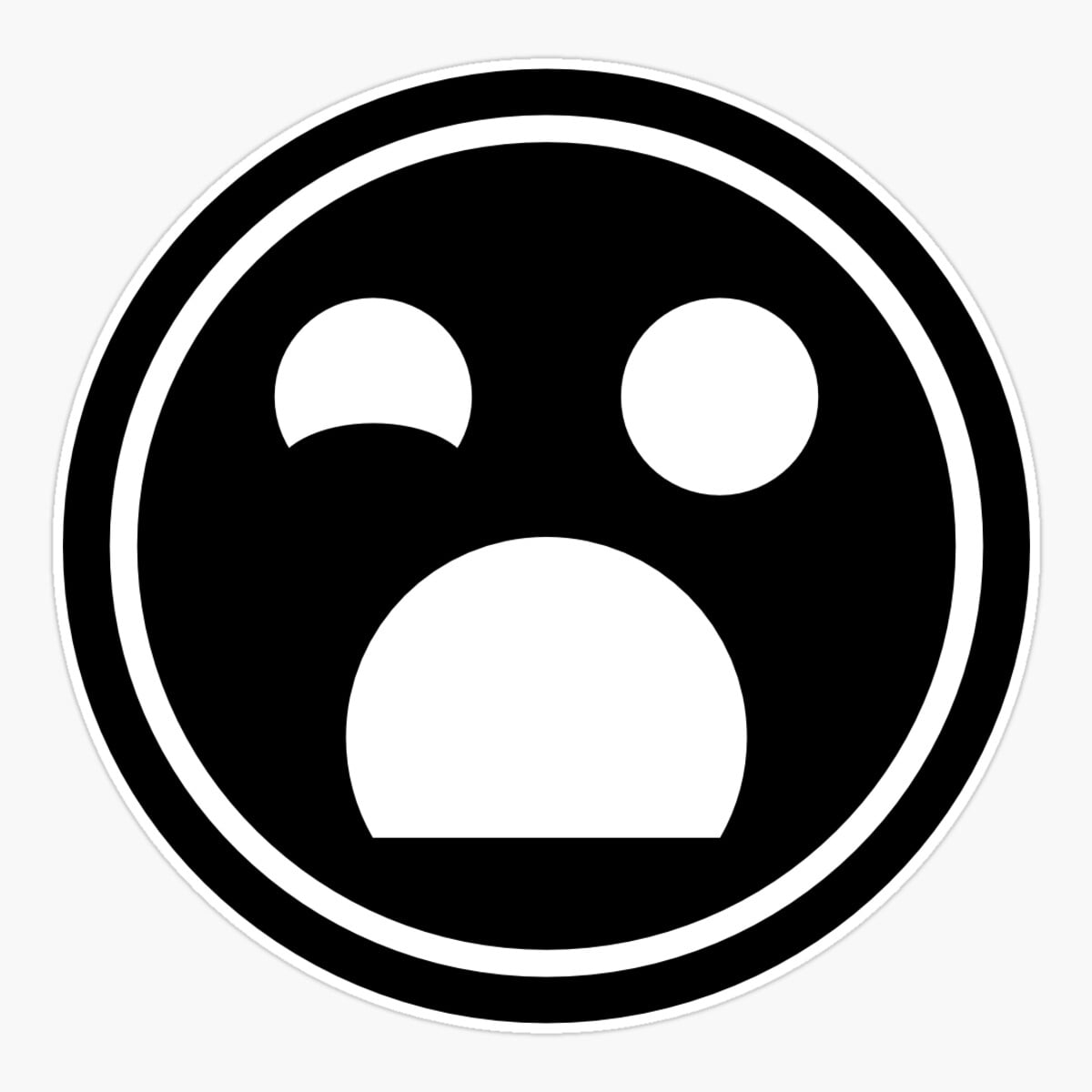 DOPASTICKER Sombre Expression - Black And White Unhappy Face Art Print ...