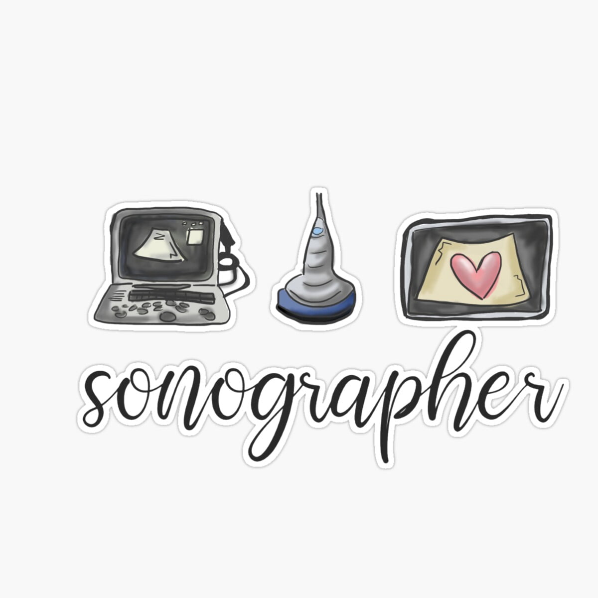 DOPASTICKER Sonographer Sticker, Phone Sticker Water Bottle Sticker Car ...