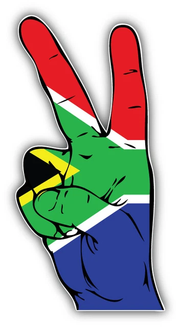 DOPASTICKER South Africa World Flag Hand Peace Sign Sticker Decal Phone ...