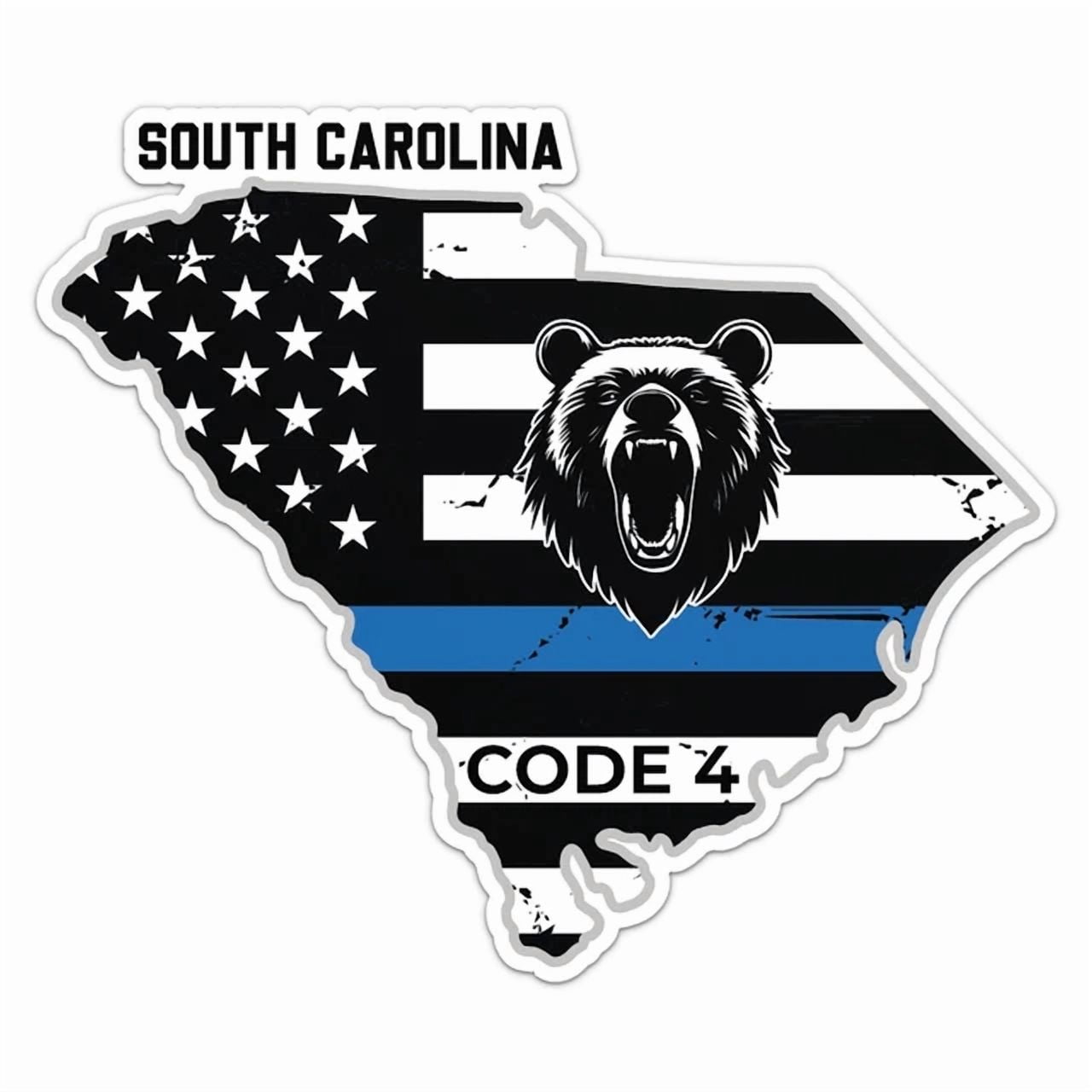 DOPASTICKER South Carolina State Code 4 Thin Blue Line Sticker Decal ...