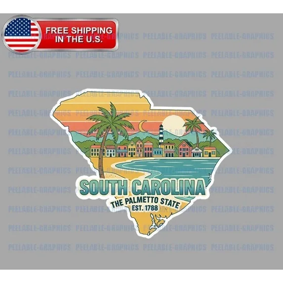 DOPASTICKER South Carolina State Sticker Souvenir Travel Sticker Phone ...