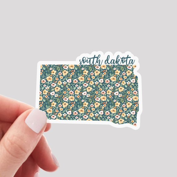 DOPASTICKER South Dakota Sticker, Sd Sticker, Floral South Dakota ...