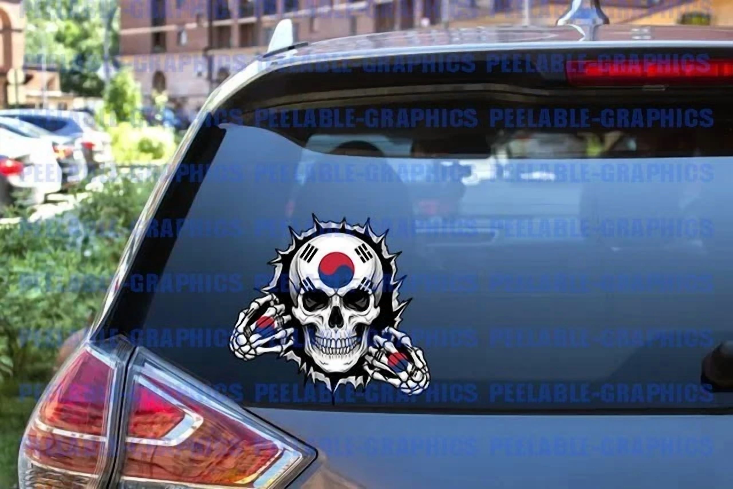 DOPASTICKER South Korea Flag Skull Peeking Effect Sticker Korean ...