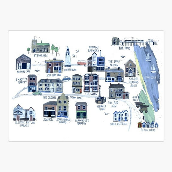 DOPASTICKER Southwold, Suffolk Sticker, Phone Sticker Water Bottle ...