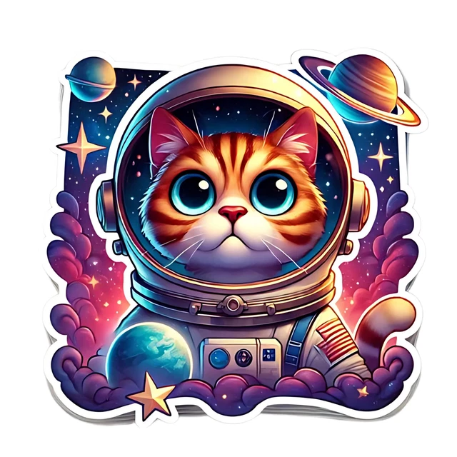 DOPASTICKER Space Cat Cute Sticker Street Art Urban Edgy Grunge Punk ...