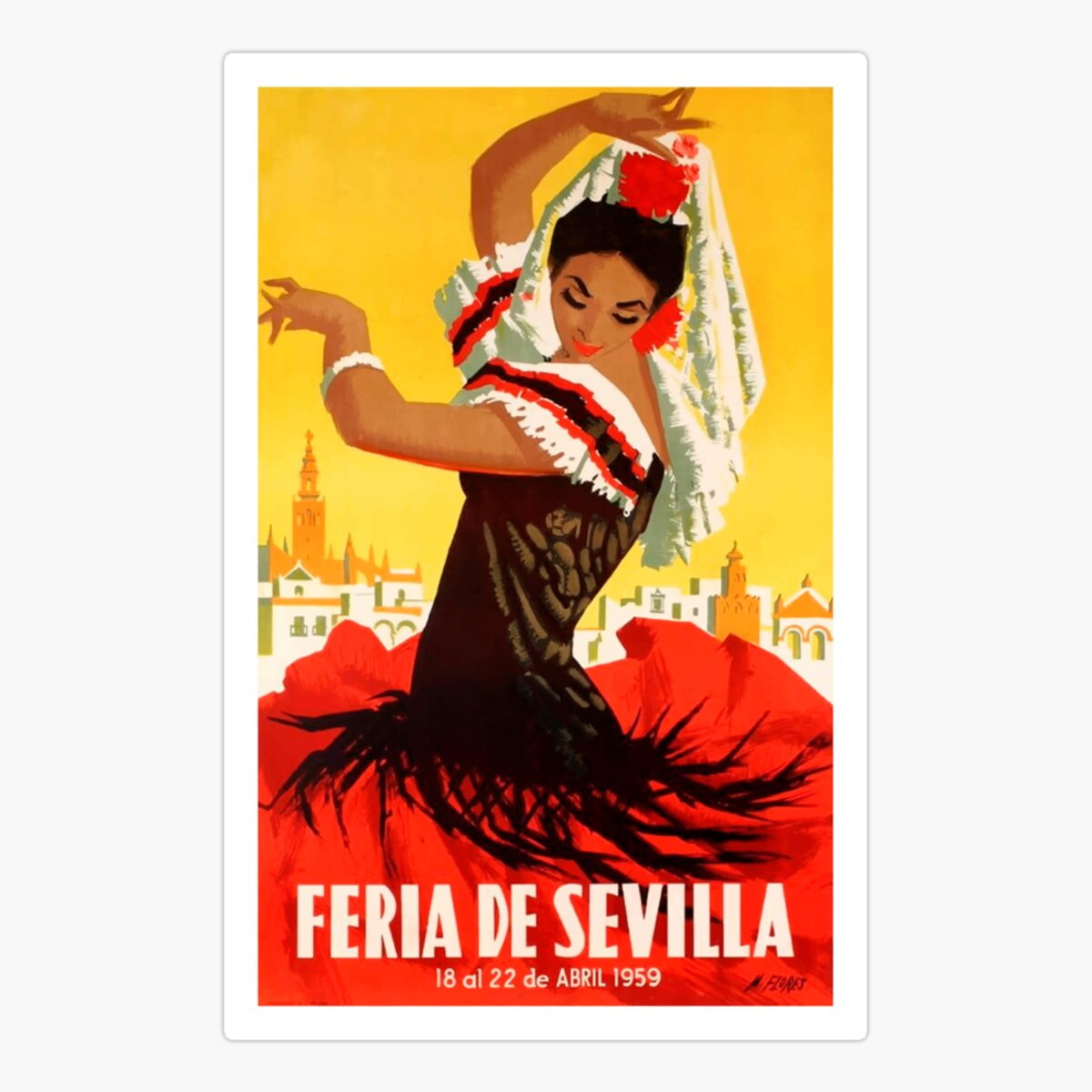 DOPASTICKER Spain 1959 Seville April Fair Poster Sticker, Phone Sticker ...