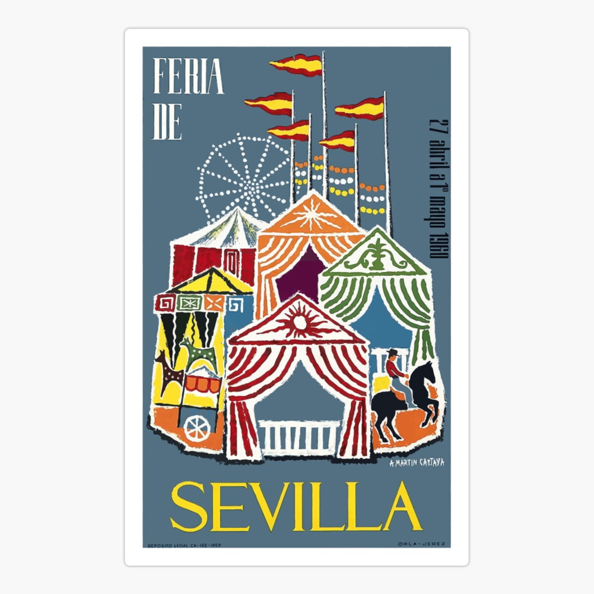 DOPASTICKER Spain 1960 Seville Festival Poster Sticker, Phone Sticker ...