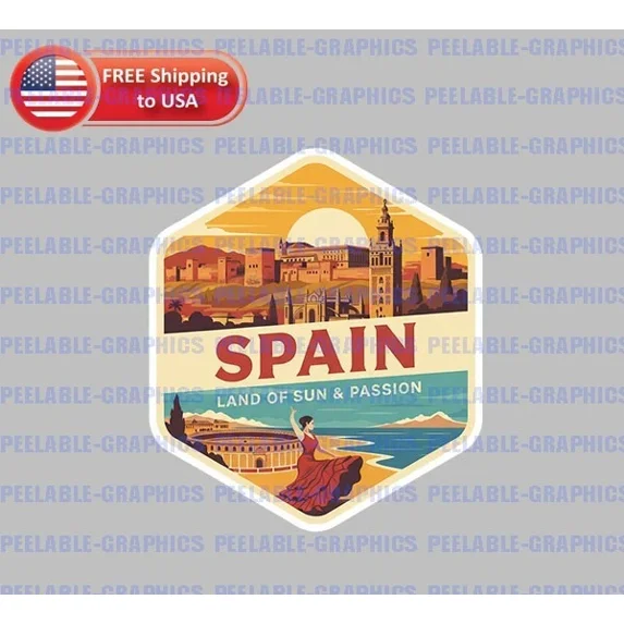 DOPASTICKER Spain Country Sticker Souvenir Travel Map Sticker Phone ...