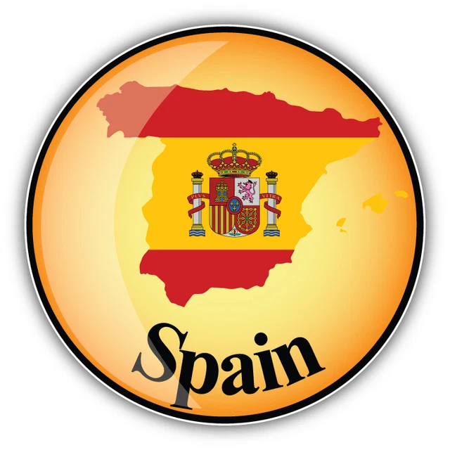 DOPASTICKER Spain Map Flag Glossy Sticker Decal Phone Decal Water ...