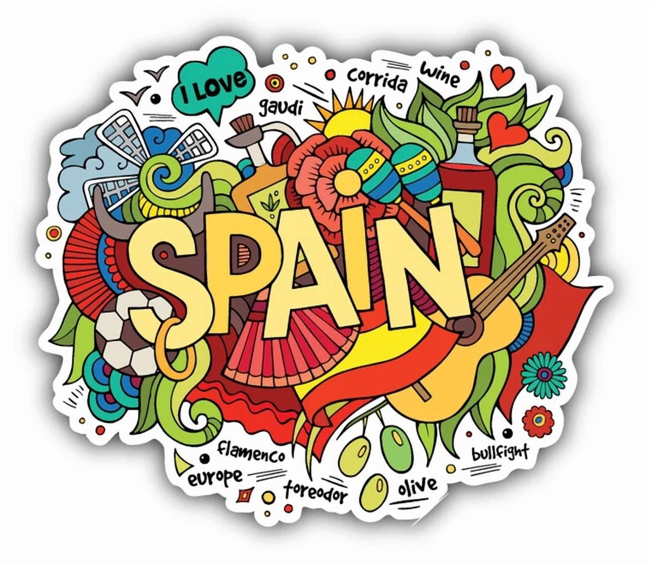 DOPASTICKER Spain Word Cloud Travel Sticker Decal Phone Decal Water ...