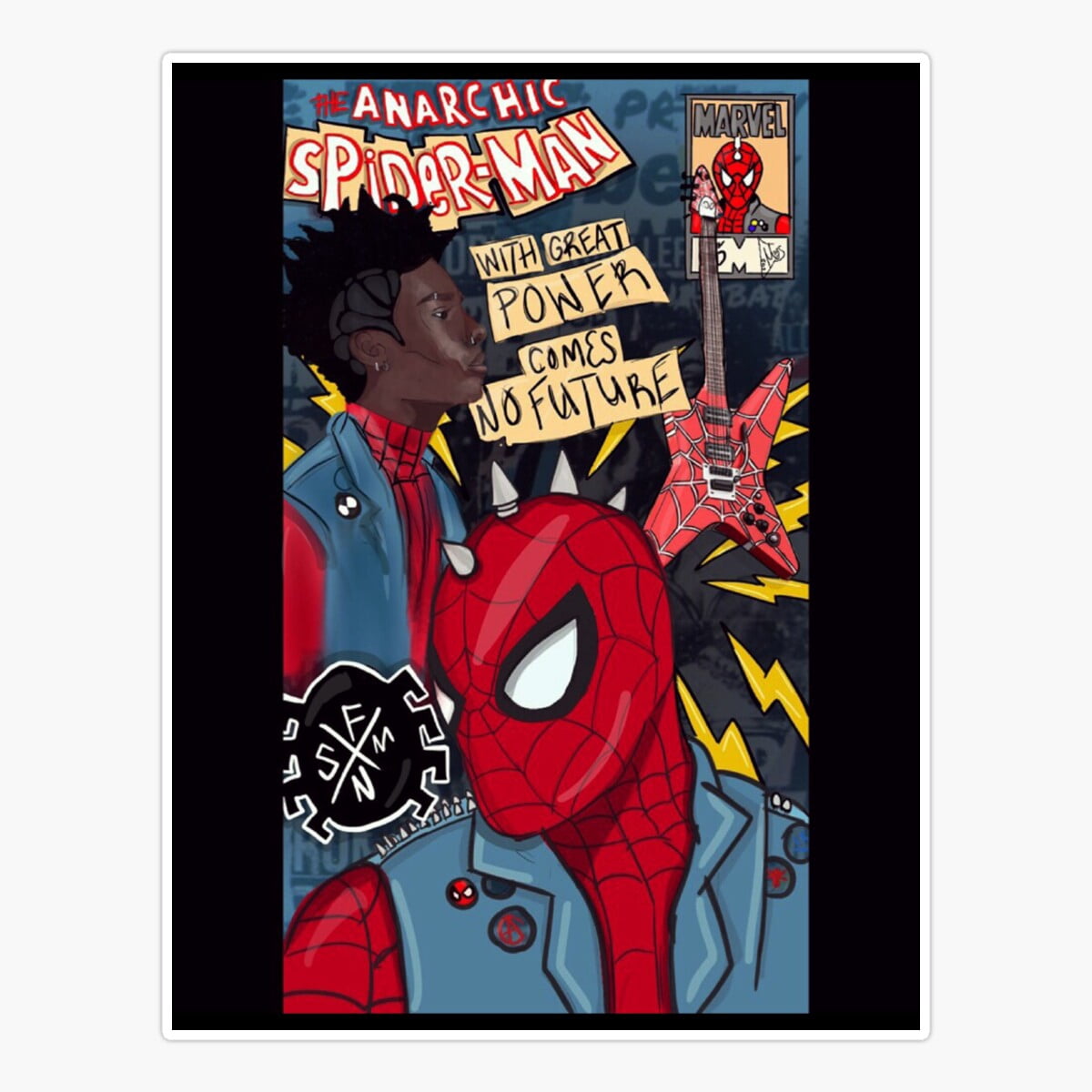 DOPASTICKER Spider Punk Sticker, Phone Sticker Water Bottle Sticker Car ...