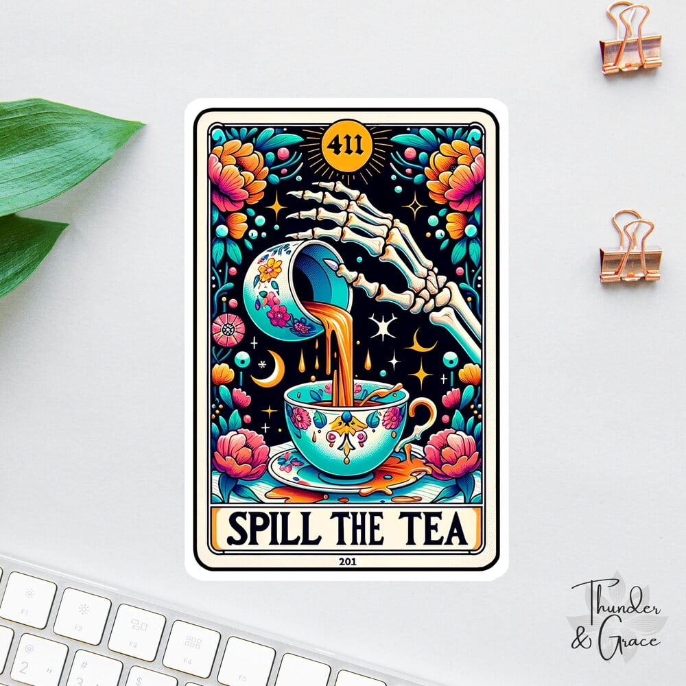 DOPASTICKER Spill The Tea Stickers, Tarot Card Stickers, Mom Gift, Best ...
