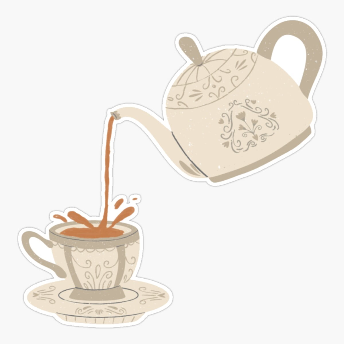 DOPASTICKER Spilling Tea Sticker, Phone Sticker Car Stickers, Birthday ...