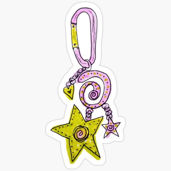 DOPASTICKER Spiral & Star Keychain Sticker Phone Sticker, Latop Sticker ...