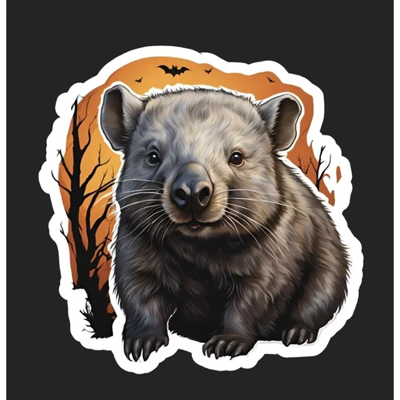 DOPASTICKER Spooky Background Wombat Sticker Phone Decal Water Bottle ...