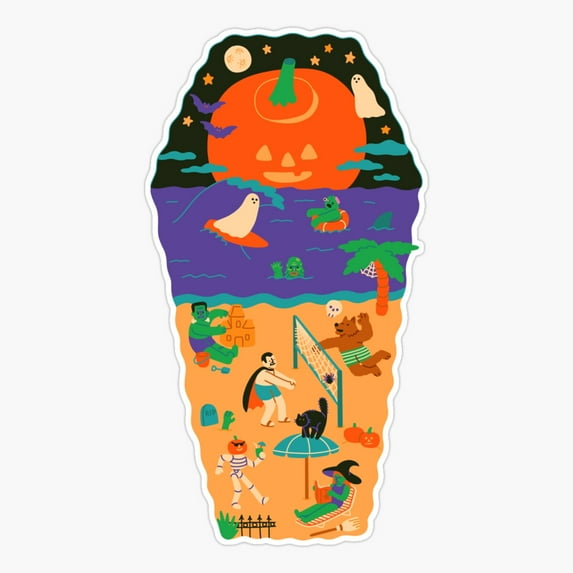 DOPASTICKER Spooky Beach Sticker, Phone Sticker Water Bottle Sticker ...