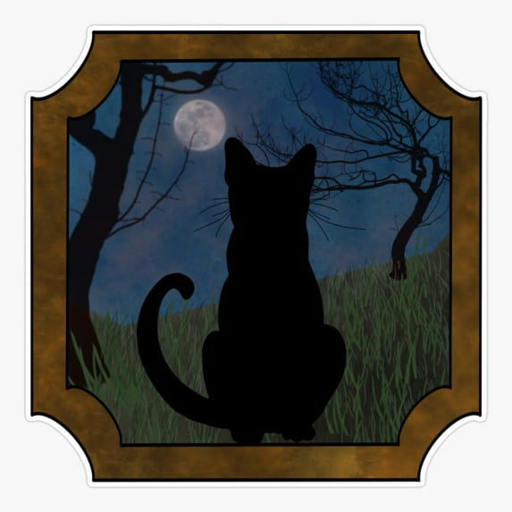 DOPASTICKER Spooky Black Cat Portrait Sticker, Phone Sticker Car ...