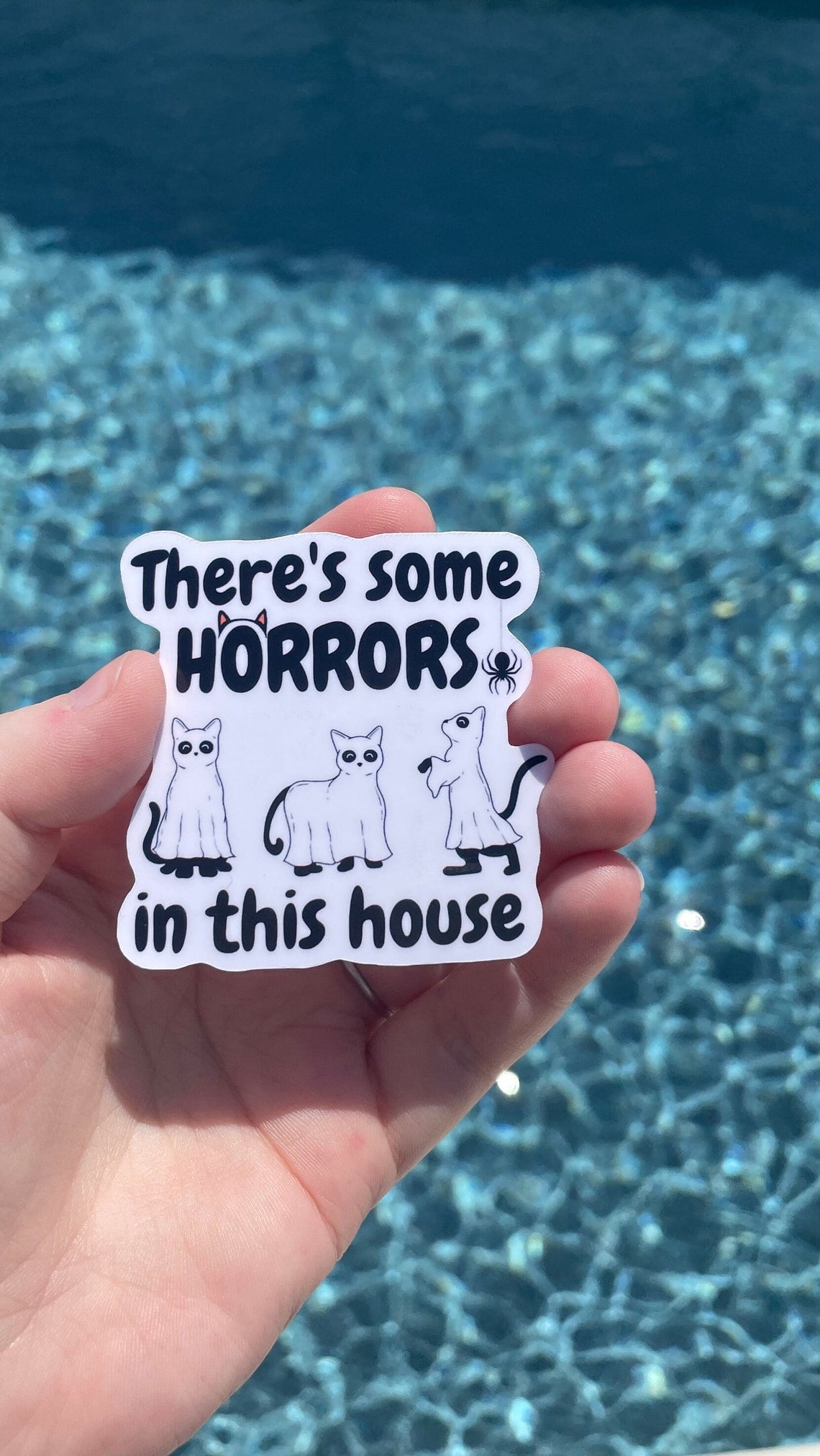 DOPASTICKER Spooky Cat Ghost Sticker Waterbottle Sticker Cute Ghost ...