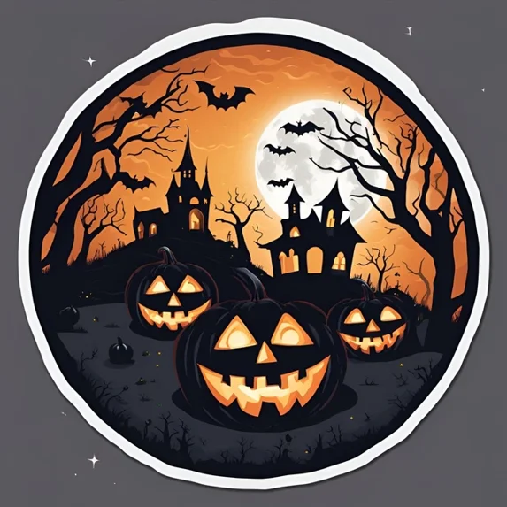 DOPASTICKER Spooky Pumpkin Scene Sticker Phone Decal Water Bottle ...