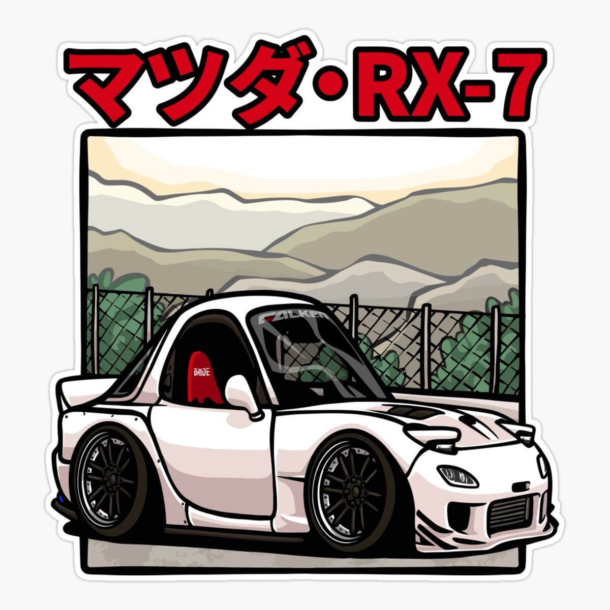 DOPASTICKER Sport Car Parking With Mountain View Sticker, Phone Sticker ...