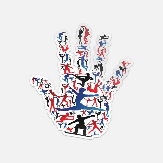 DOPASTICKER Sport Silhouettes Hand Composition Sticker Decal Phone ...