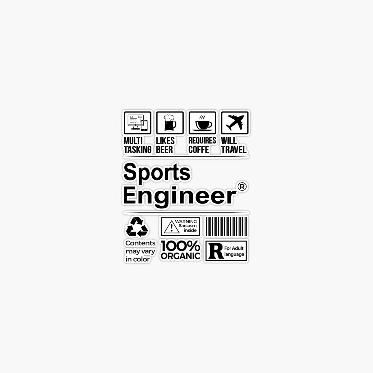 DOPASTICKER Sports Engineer, Multitasking Certified Job Gift Item, Job ...