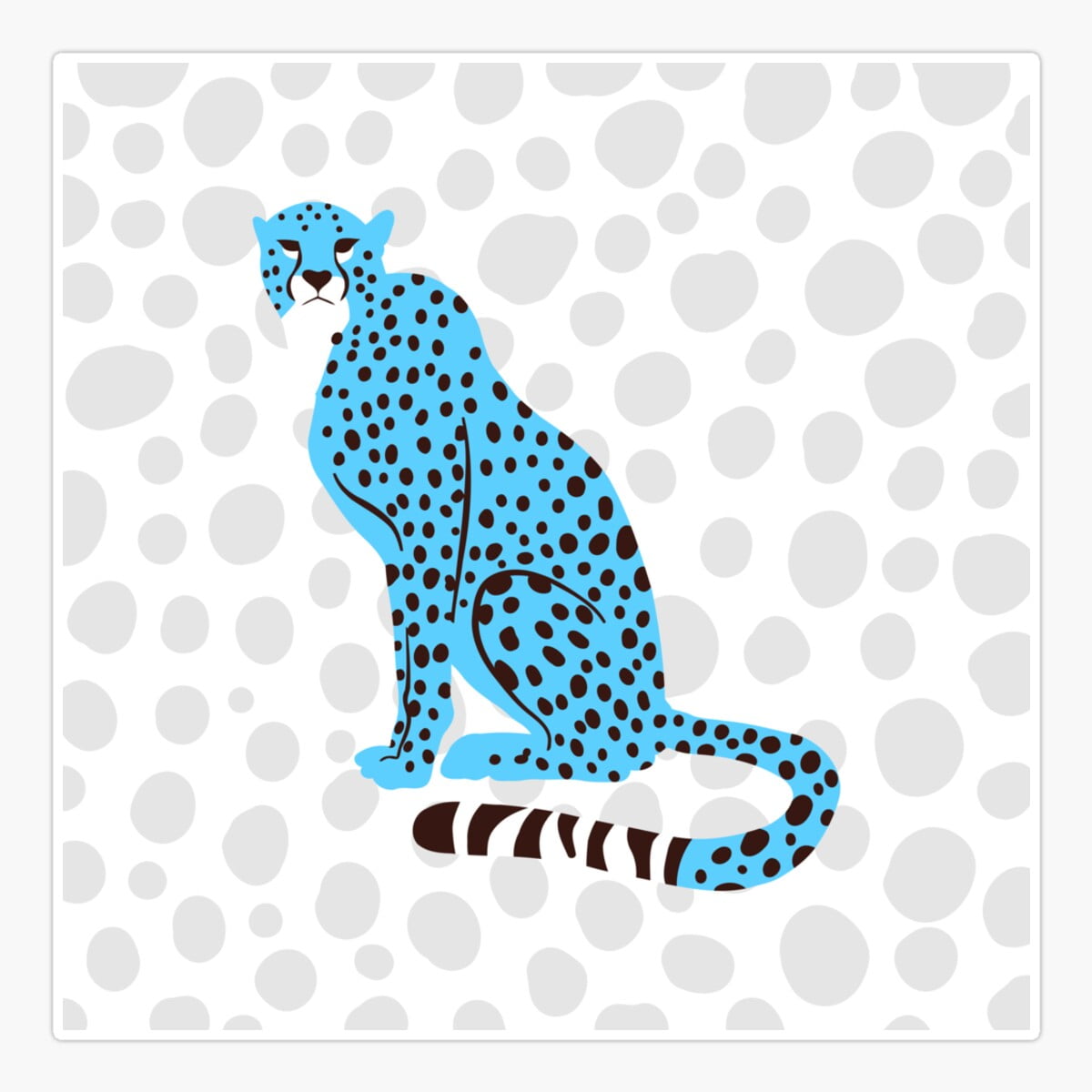 DOPASTICKER Spotted Blue Cheetah Wild Cat Portrait Art Sticker, Phone ...