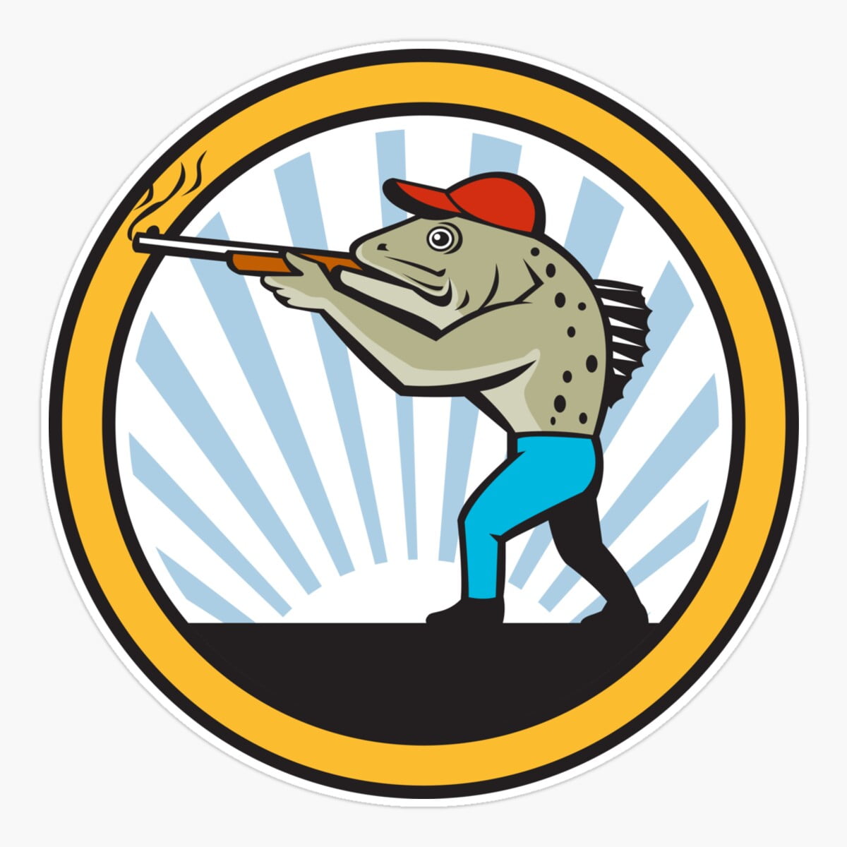 DOPASTICKER Spotted Sea Trout Hunter Ing Circle Retro Sticker, Phone ...