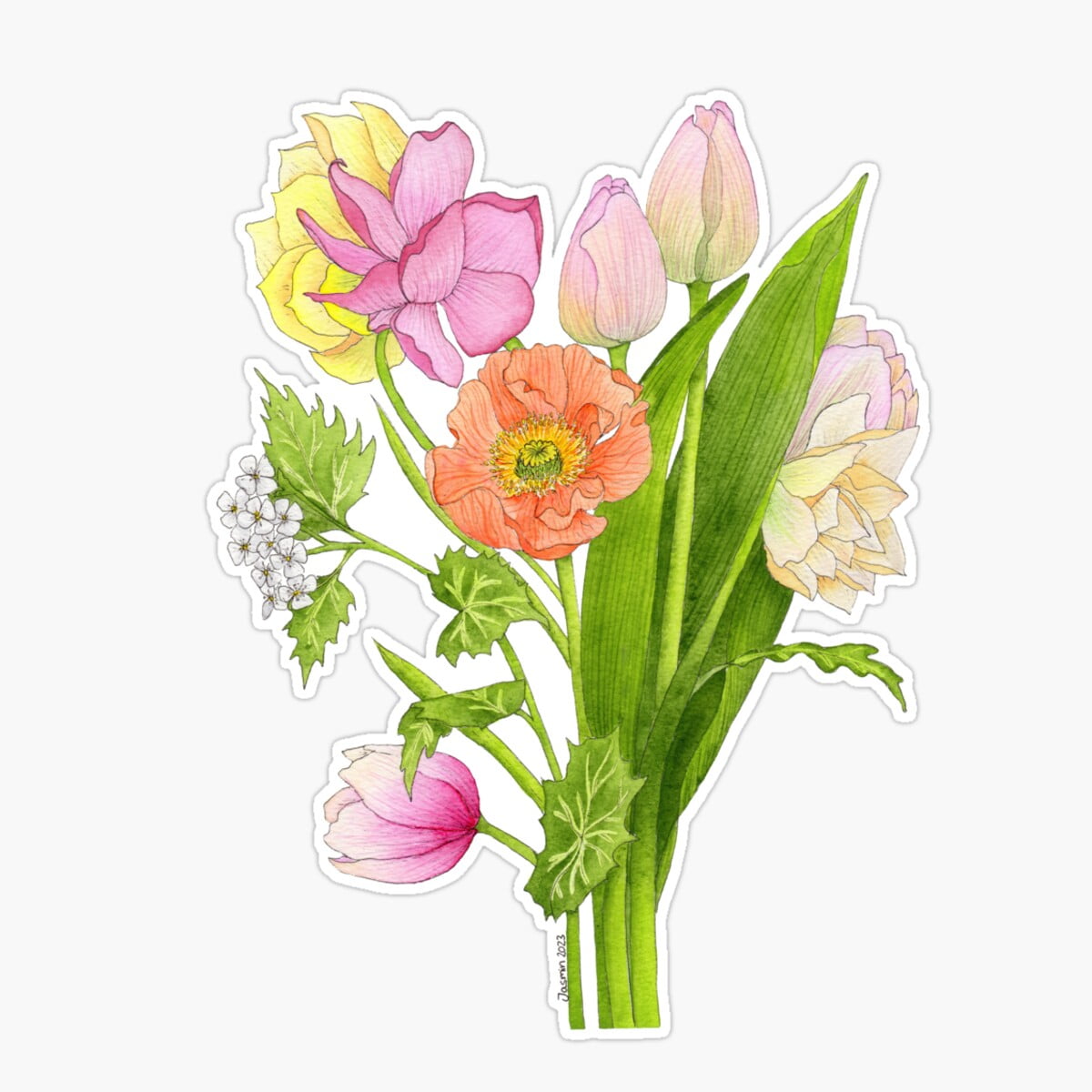 DOPASTICKER Spring Bouquet Sticker, Phone Sticker Car Stickers ...