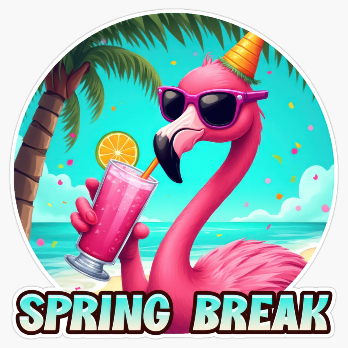 DOPASTICKER Spring Break Flamingo Sticker, Phone Sticker Car Sticker ...