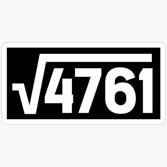 DOPASTICKER Square Root Of 4761 Cute Bumper Decorative Laptop, Phone ...
